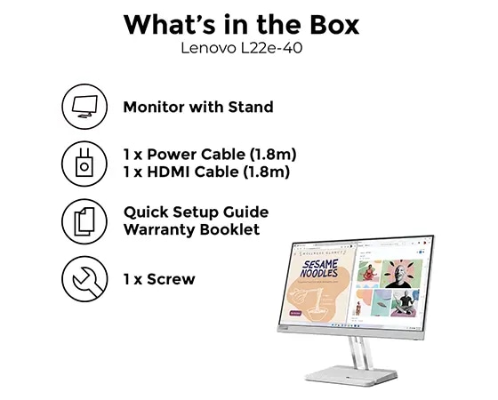 Lenovo L22e-40 21.45" FHD Monitor (VA, 75 Hz) | 67AFKACBUK | Lenovo UK