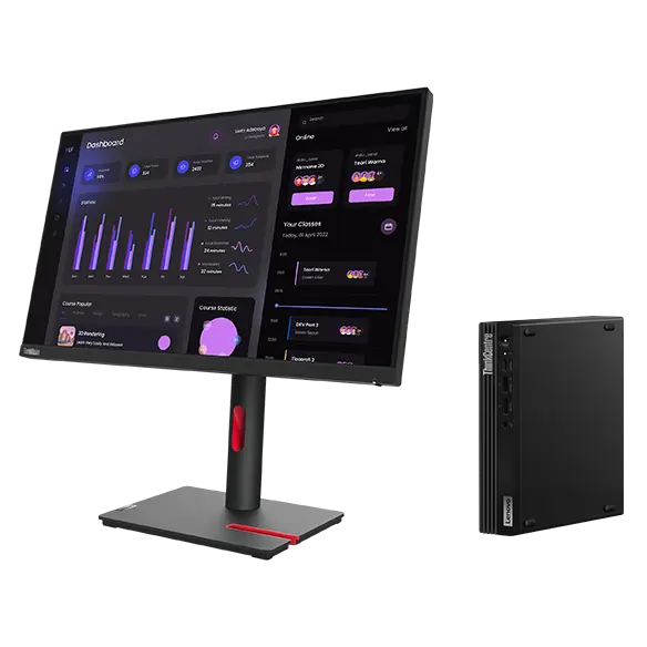 ThinkCentre M70q Gen 5 + ThinkVision T27i-30 27" FHD-beeldscherm ...